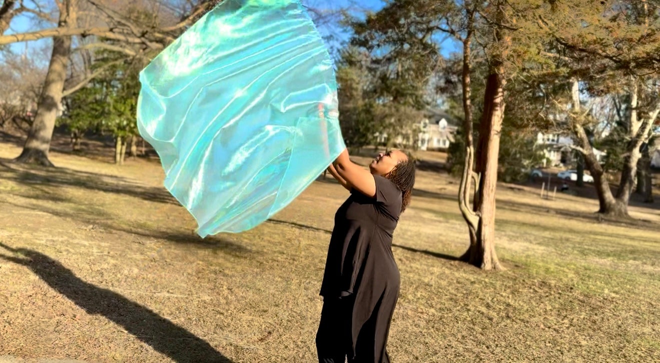 Aqua Iridescent Large Angel Wing Flags | Worship With Flags