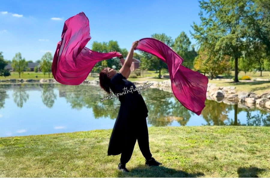 Deep Surrender – 8mm Silk Worship Flags | Worship With Flags