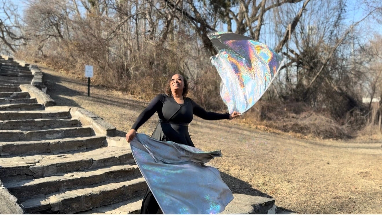 Dark Silver Holographic Angel Wing Flags | Worship With Flags