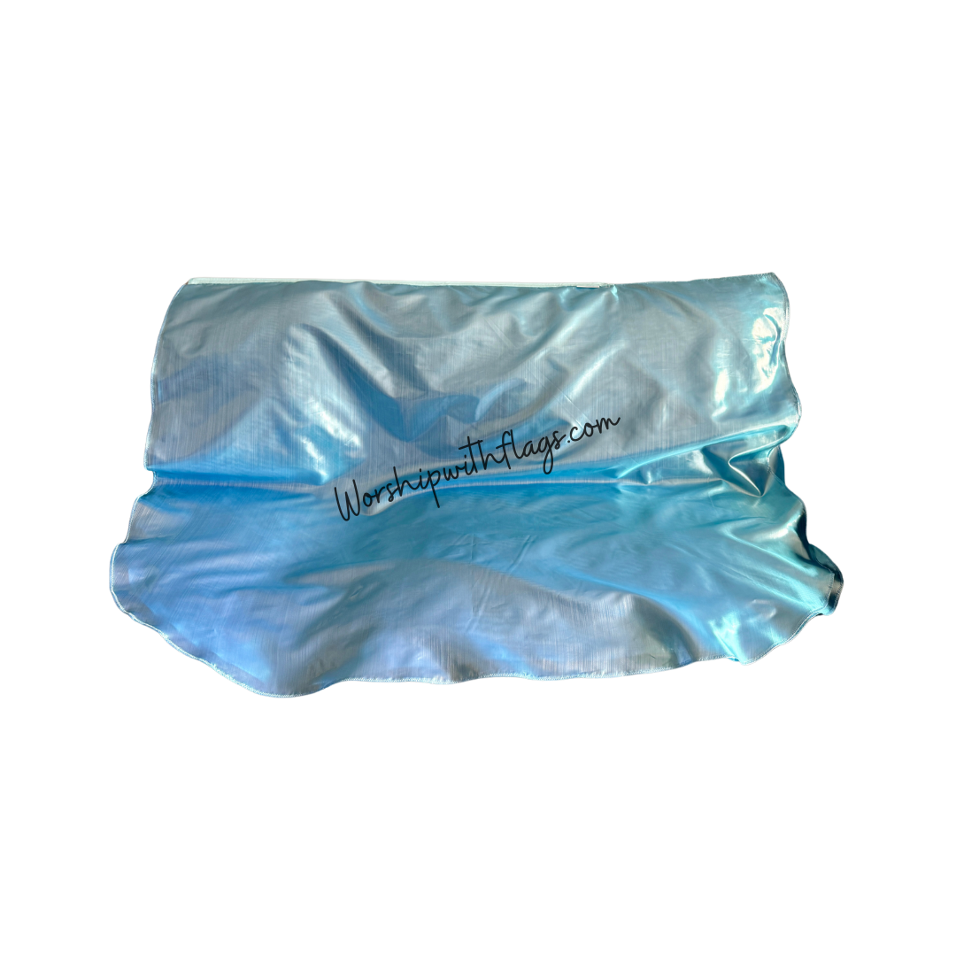 Sky Blue Metallic Lamé Angel Wing Flags | Worship With Flags