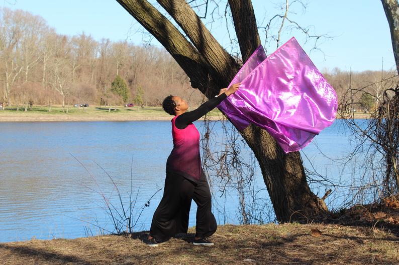Fuchsia Lamé Large Angel Wing Flags | Worship With Flags