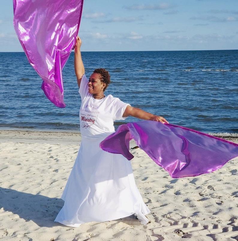 Fuchsia Classic Lamé Large Angel Wing Flags | Worship With Flags