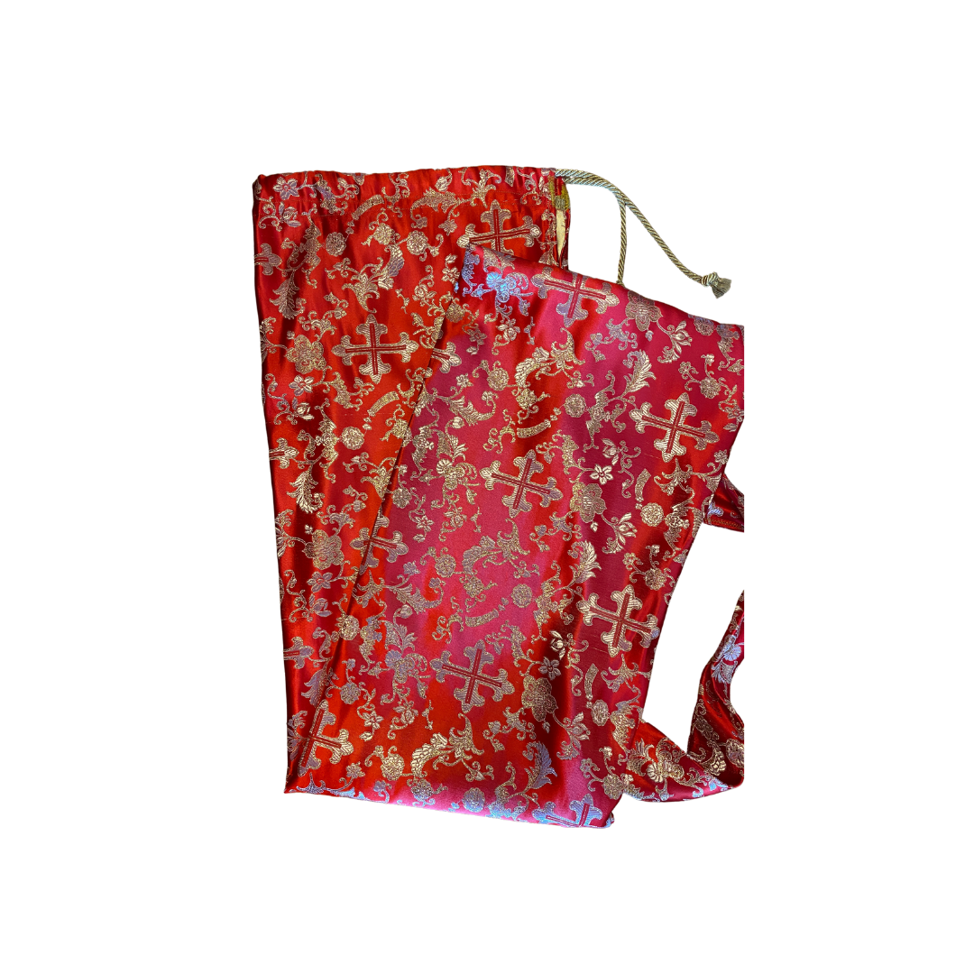 Brocade Red & Silver Cross Flag Bag for Worship Flags | Worship With Flags