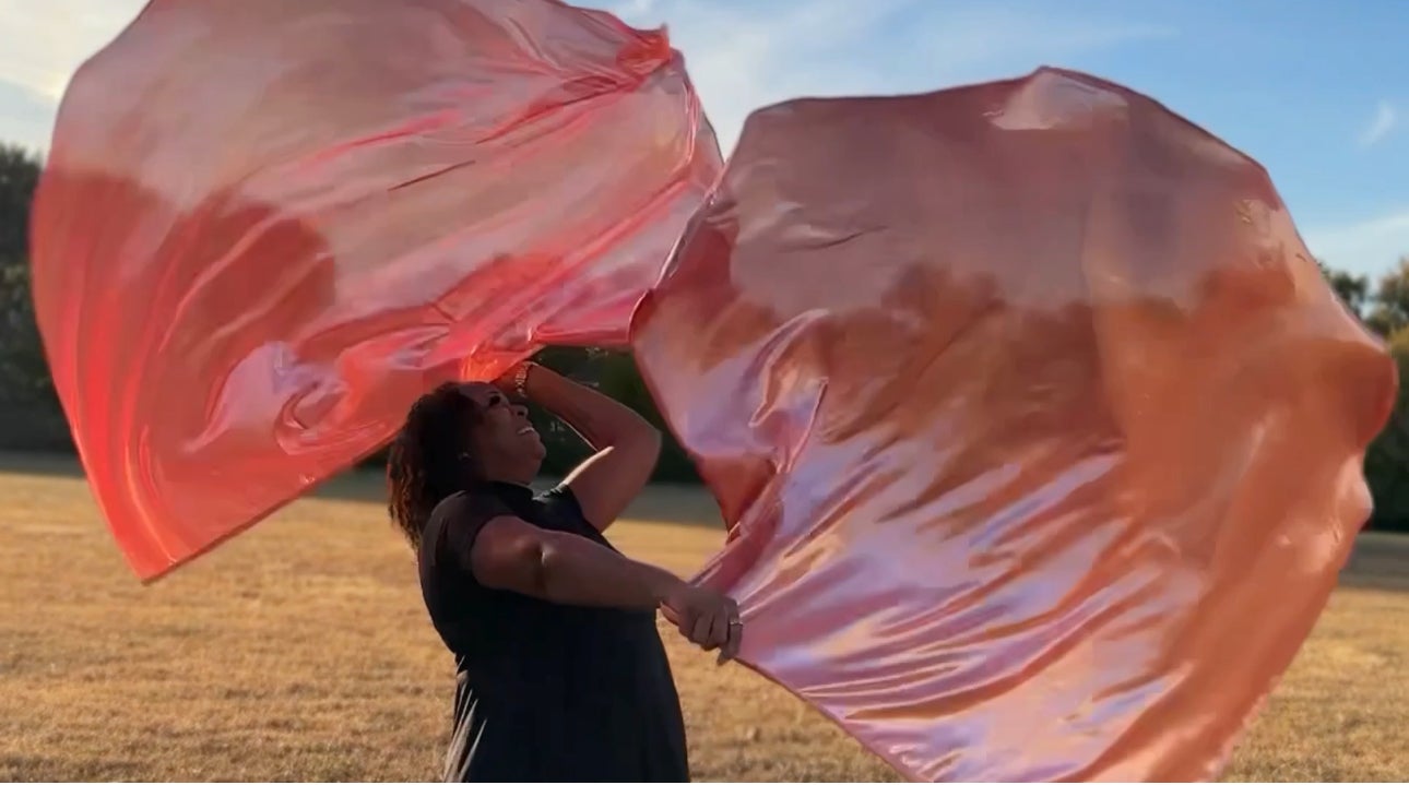 Coral Metallic Lamé Angel Wing Flags | Worship With Flags