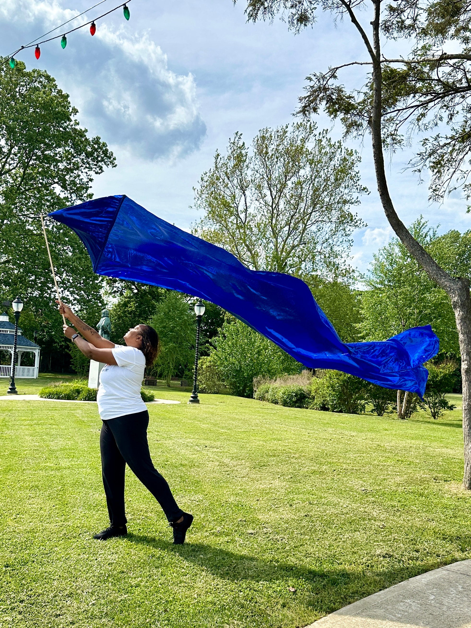 12ft Blue Metallic Lamé - Kite Streamer | Worship With Flags