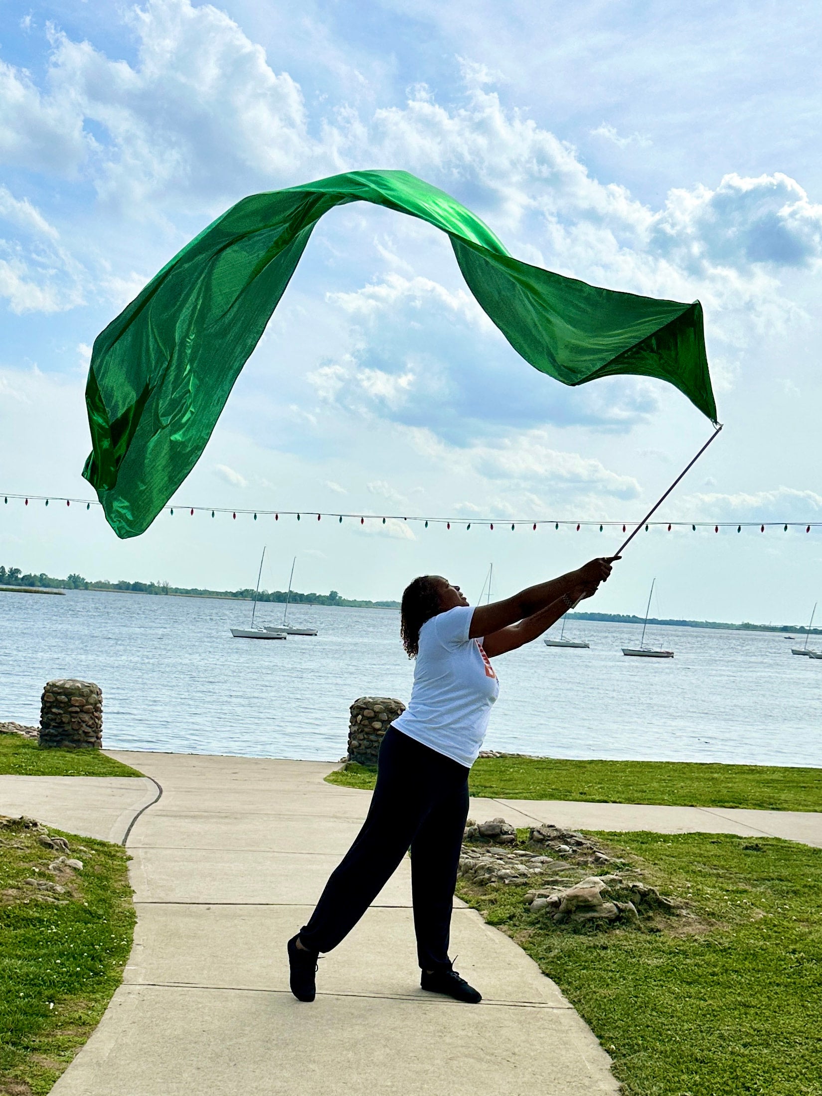 12ft Green Metallic Lamé - Kite Streamer | Worship With Flags