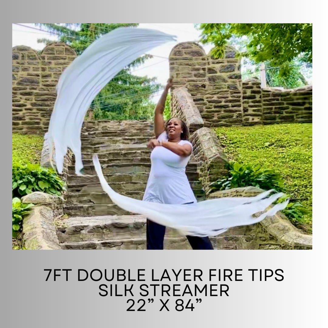 7ft White Double Layer 5mm Silk Streamers | Worship With Flags