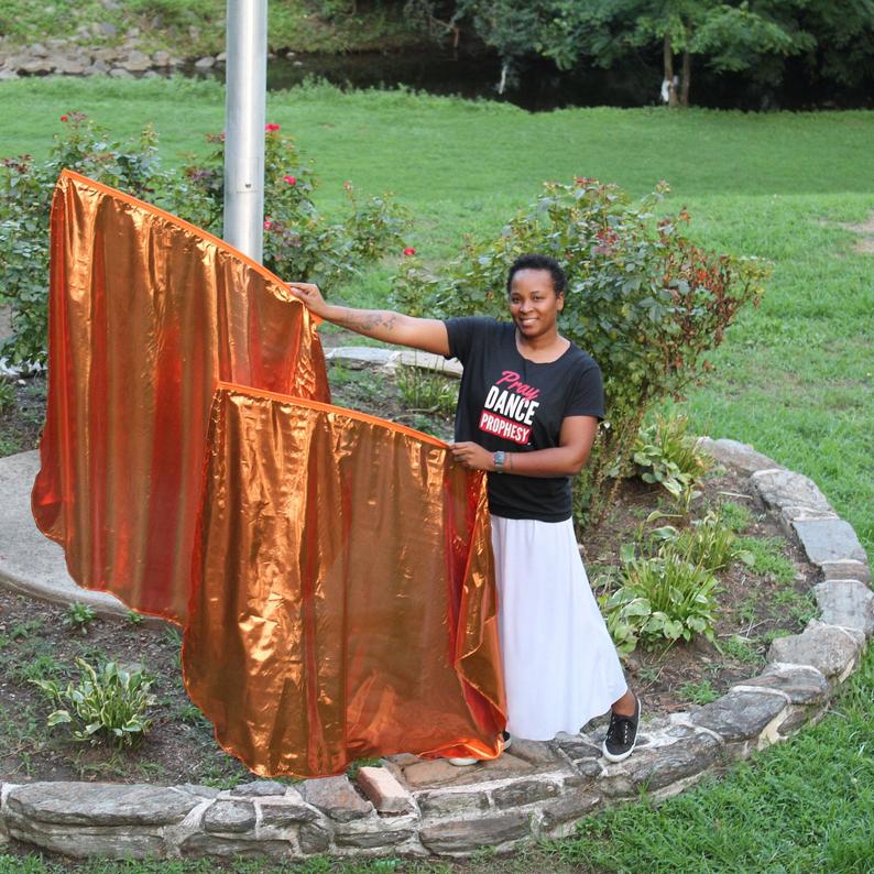 Copper Metallic Lamé Angel Wing Flags | Worship With Flags