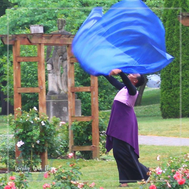 Blue Shimmer Worship Flags | Worship With Flags